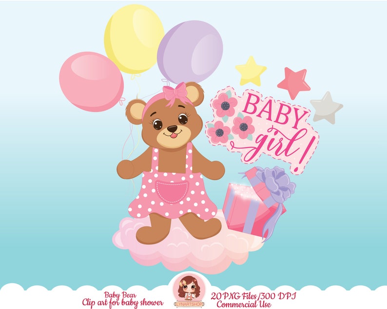 Cute Teddy Bear Clipart Nursery Clipart Baby Shower Bear - Etsy