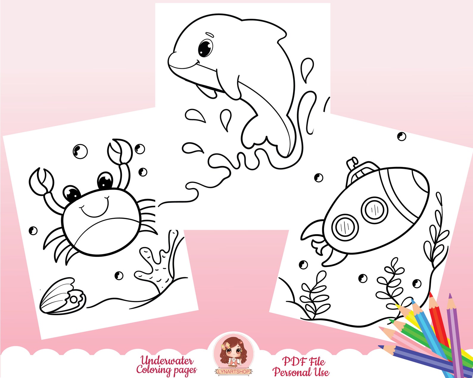 Underwater Coloring Pages, Under the Sea Animals, Cute Sea Creatures ...