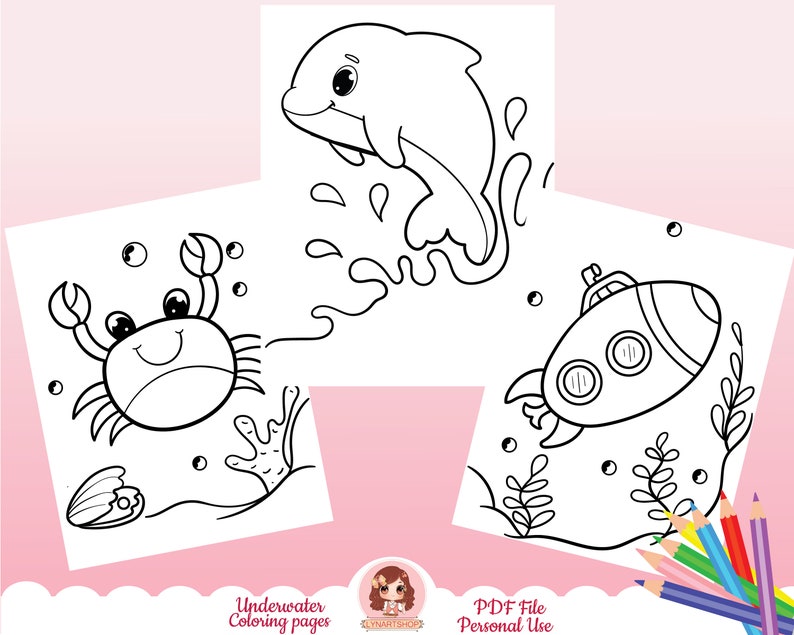 Underwater Coloring Pages, Under the Sea Animals, Cute Sea Creatures ...