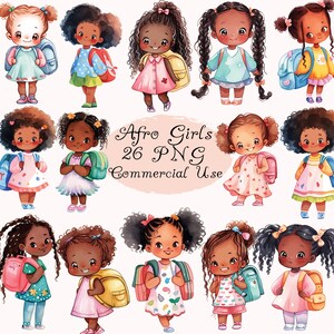 Cute Watercolor Afro Kid Girl Students Clipart PNG, Clip Art, Students ...