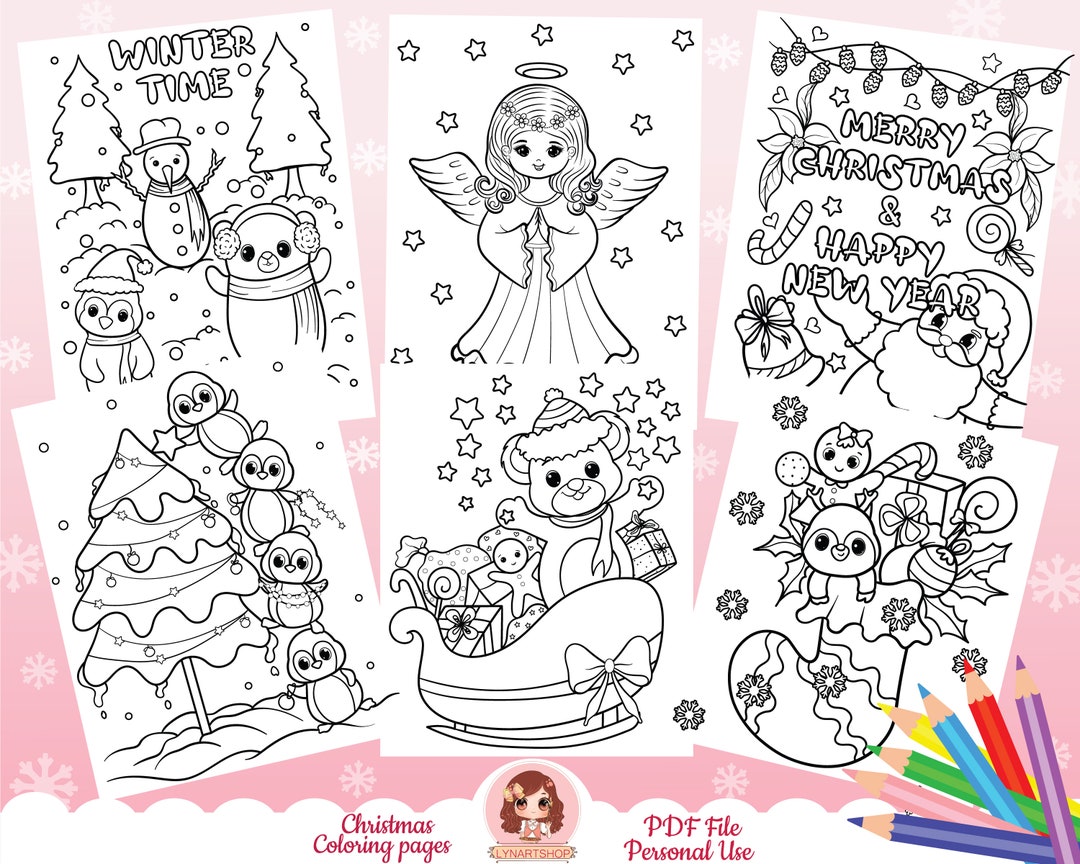 Christmas Coloring Pages for Kids, Printable Coloring Sheets, Winter ...