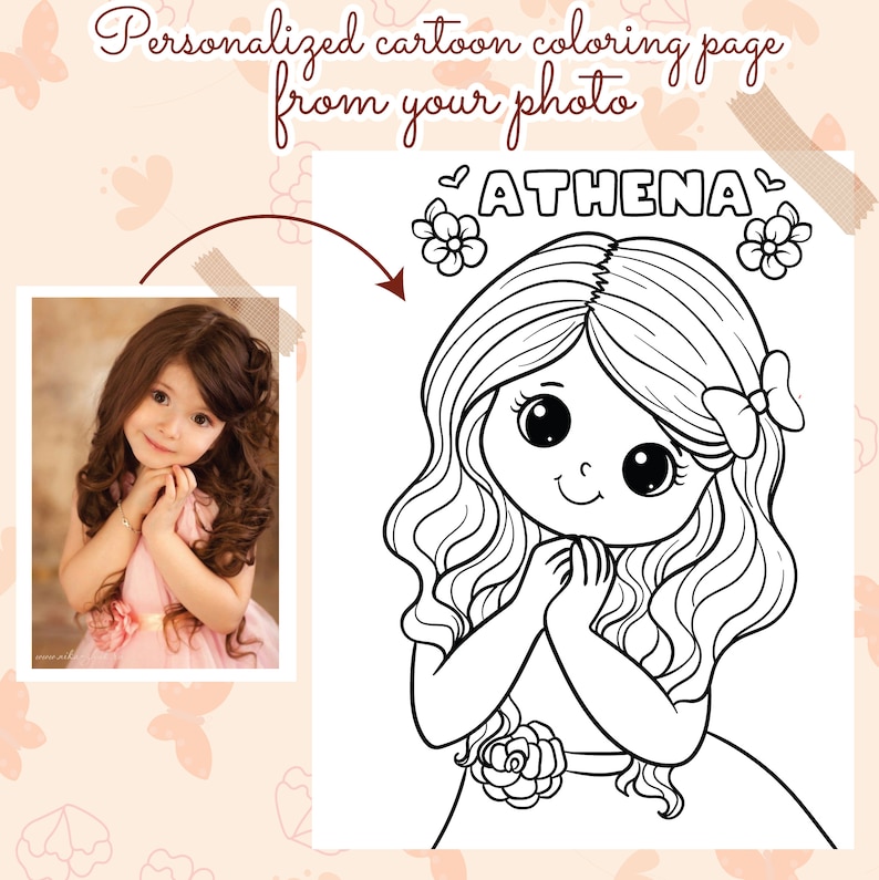 Customized Photo Coloring Pages, Personalized Coloring Page, Coloring ...