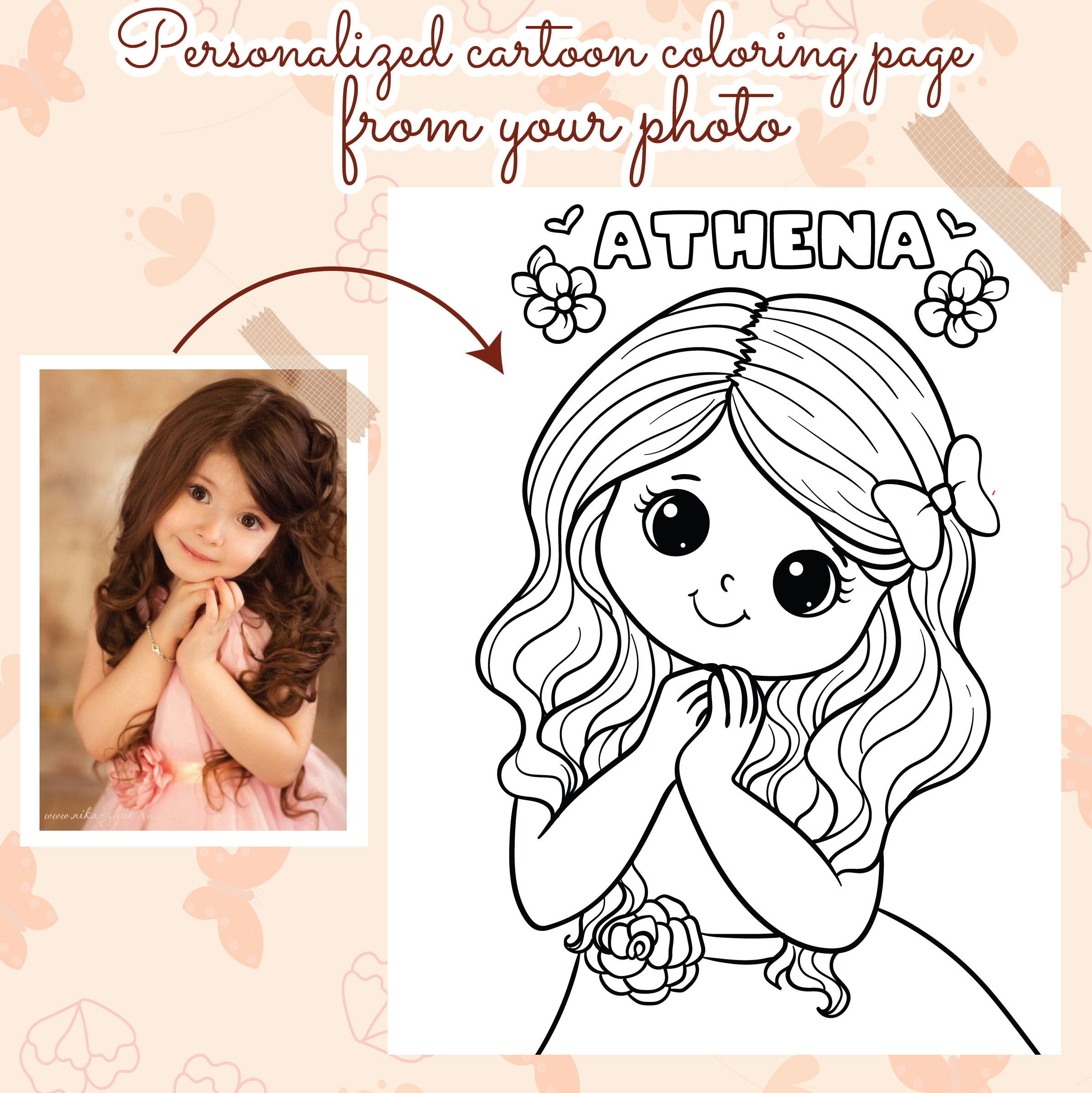 Customized Photo Coloring Pages, Personalized Coloring Page, Coloring ...
