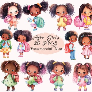 Cute Watercolor Afro Kid Girl Students Clipart PNG, Clip Art, Students ...