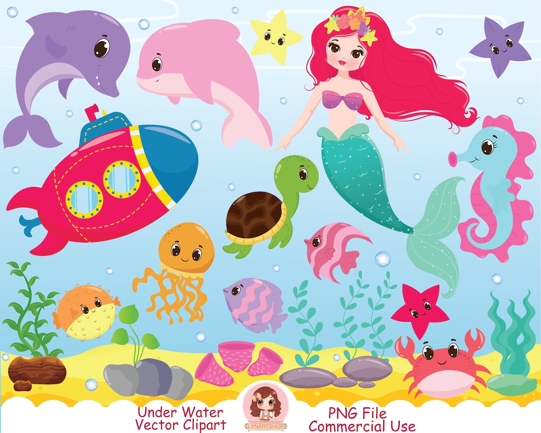 Underwater Clipart, Under the Sea Animals, Cute Sea Creatures, Cute ...