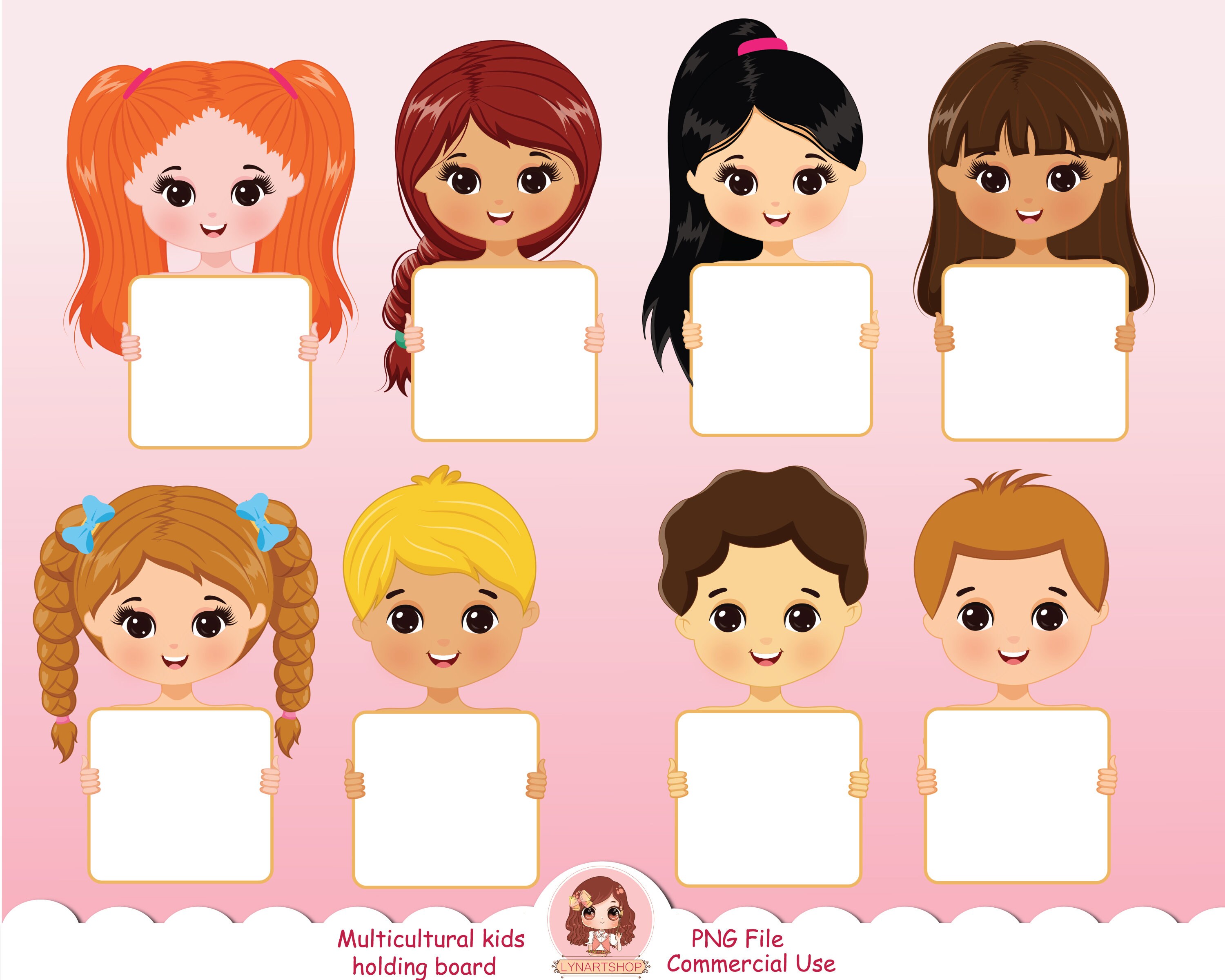 Multicultural Kids Holding Frame Clipart PNG, Kids Clip Art, Children ...