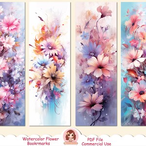 Printable Watercolor Flower Bookmark for Kids and Adults, Floral ...