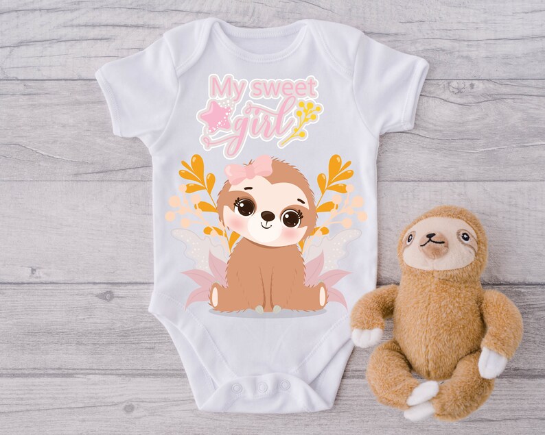 Cute Baby Girl Sloth Clipart PNG Sloths Clip Art Nursery - Etsy