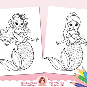 Black Mermaid Coloring Pages for Kids, African American Mermaid ...