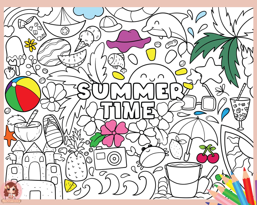 Summer Coloring Pages for Kids and Adults, Activity Sheets, Coloring ...