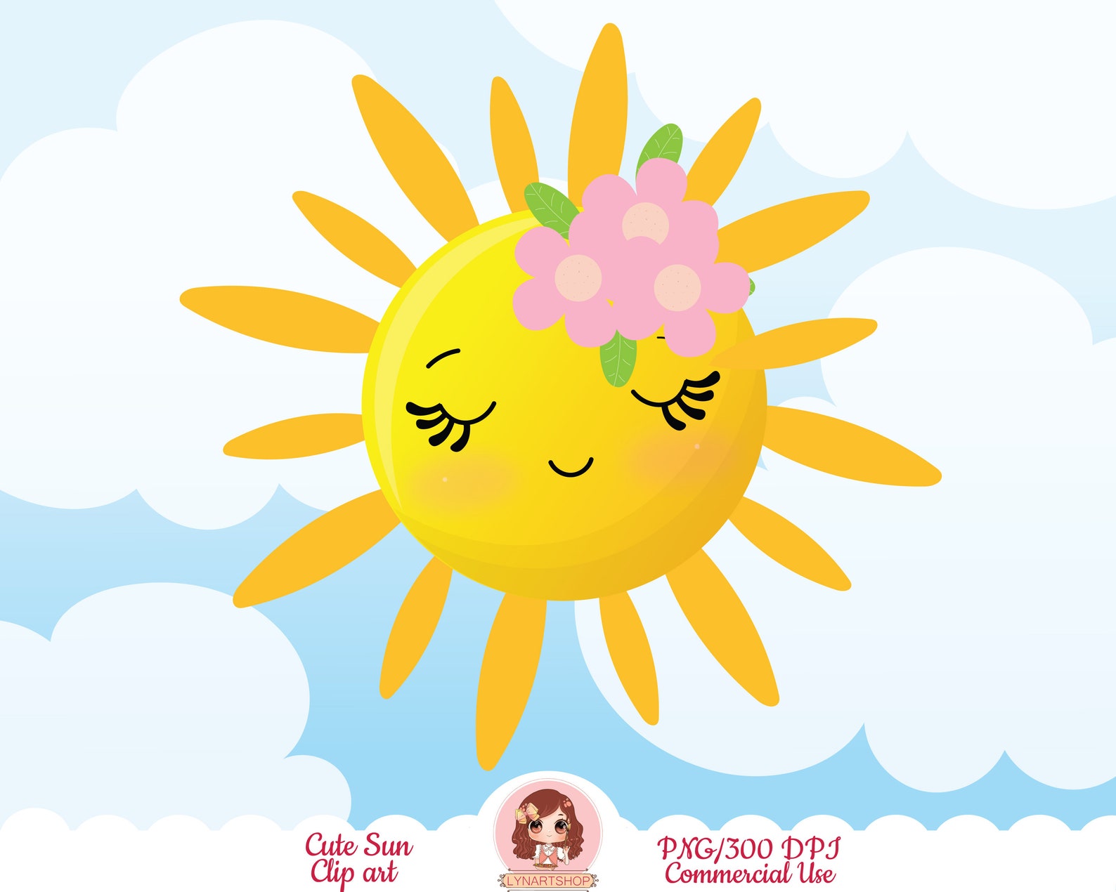 Happy Sun Clipart Cute Sun Cute Sun Clip Art Sunshine - Etsy