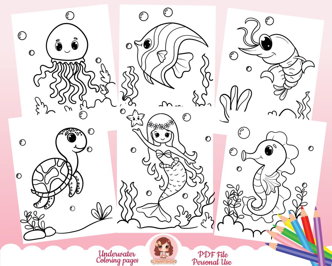 Underwater Coloring Pages, Under the Sea Animals, Cute Sea Creatures ...