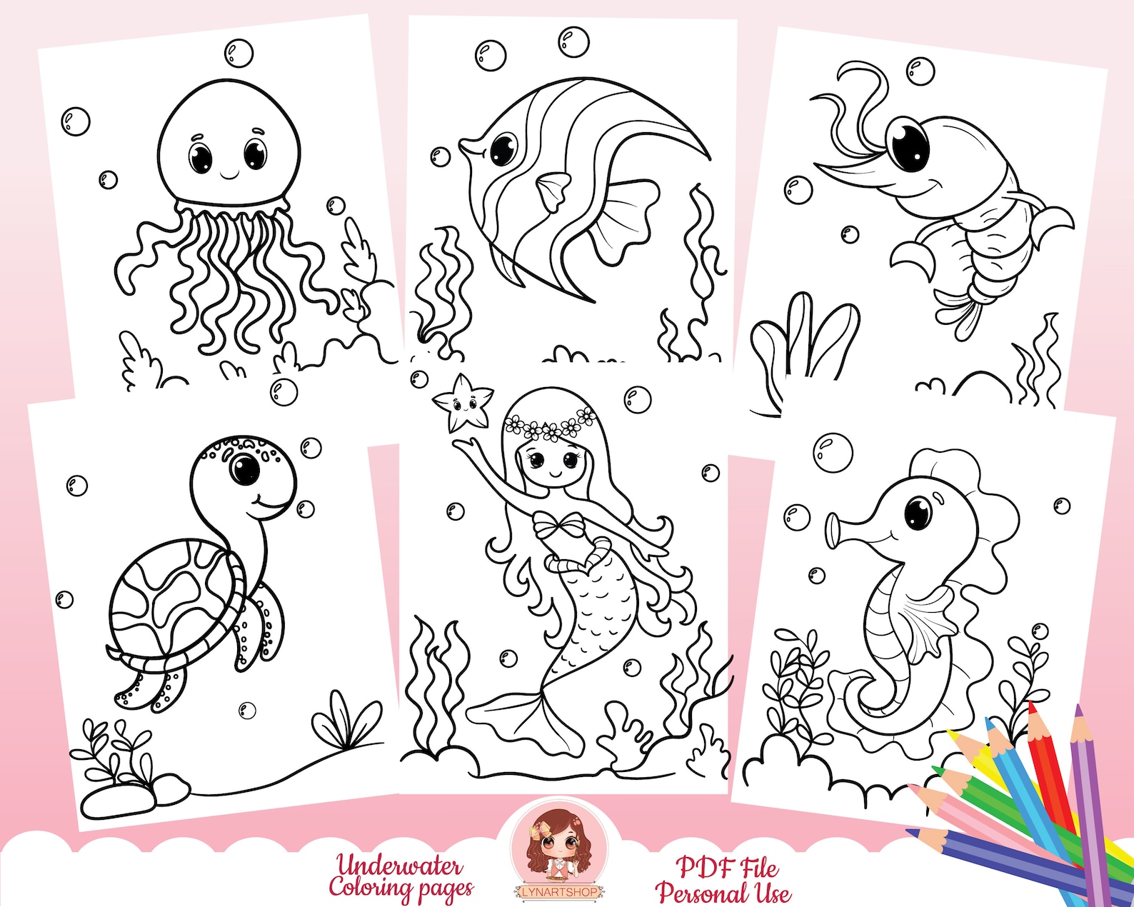 Underwater Coloring Pages, Under the Sea Animals, Cute Sea Creatures ...