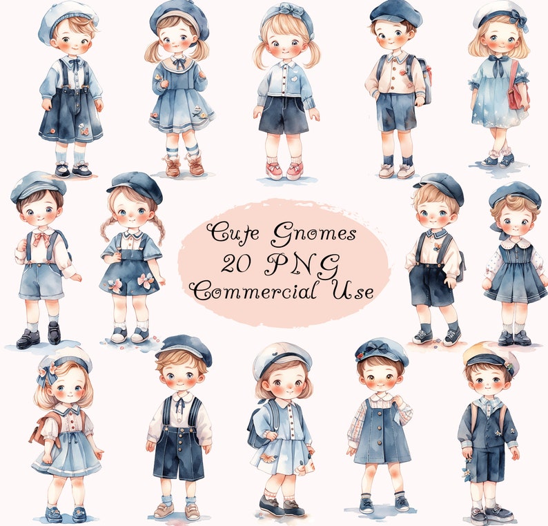 Cute Watercolor Students Clipart PNG, Kids Clip Art, Nursery Theme ...