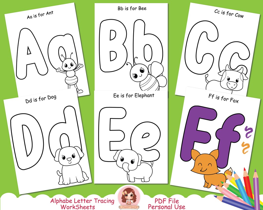 Alphabet Letter Tracing Worksheets, 26 Printable Alphabet, ABC Letters ...