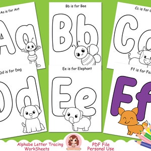 Alphabet Letter Tracing Worksheets, 26 Printable Alphabet, ABC Letters ...