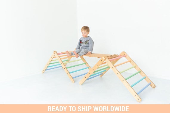 Pastel Rainbow Transformable Climbing Triangle Sliding Ramp - Etsy