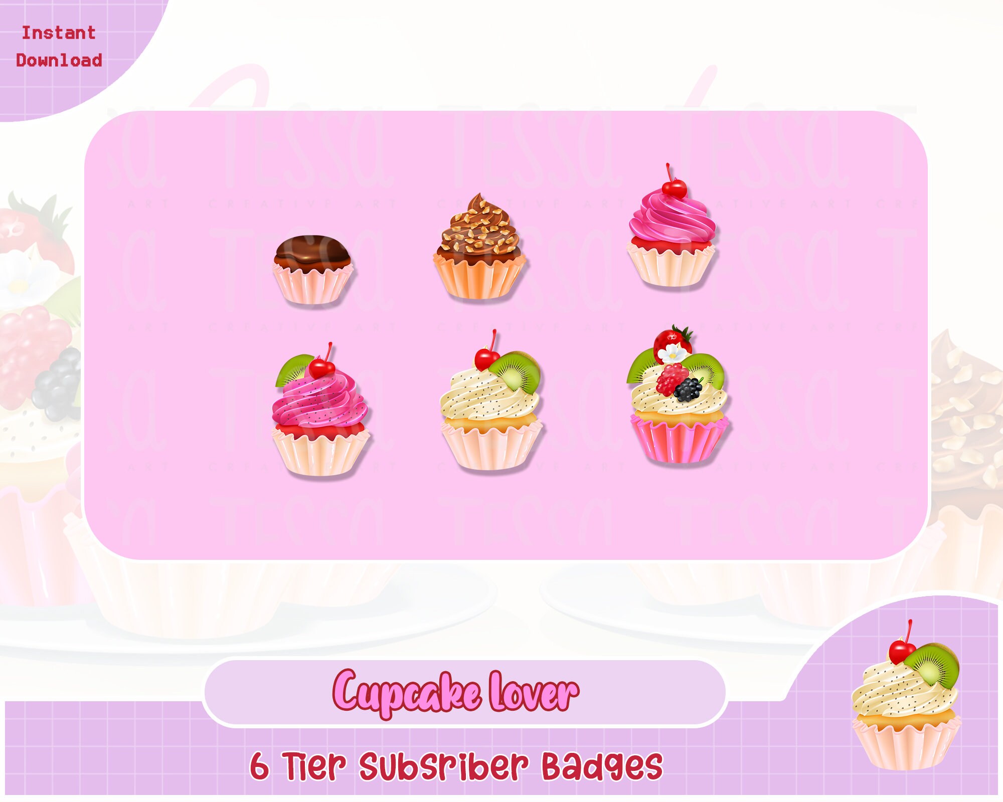 Cupcake twitch badges cute twitch sub badge twitch sub | Etsy