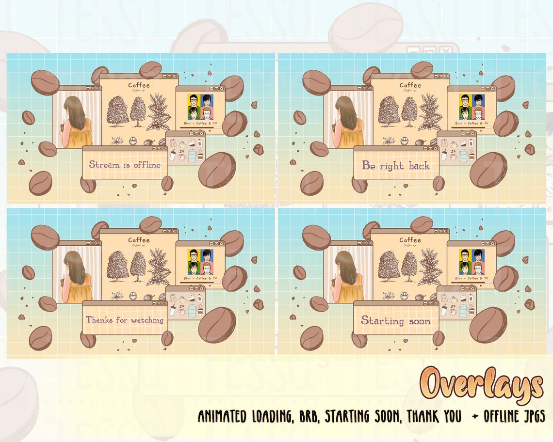 Animated Coffee Girl Drink Twitch Stream Overlays Banner - Etsy