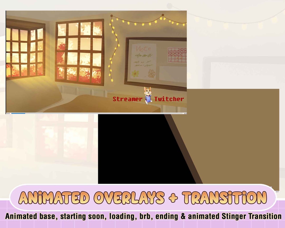 Animated Autumn Cozy Vibe Aesthetic Twitch Overlays, Starting Soon, Brb ...