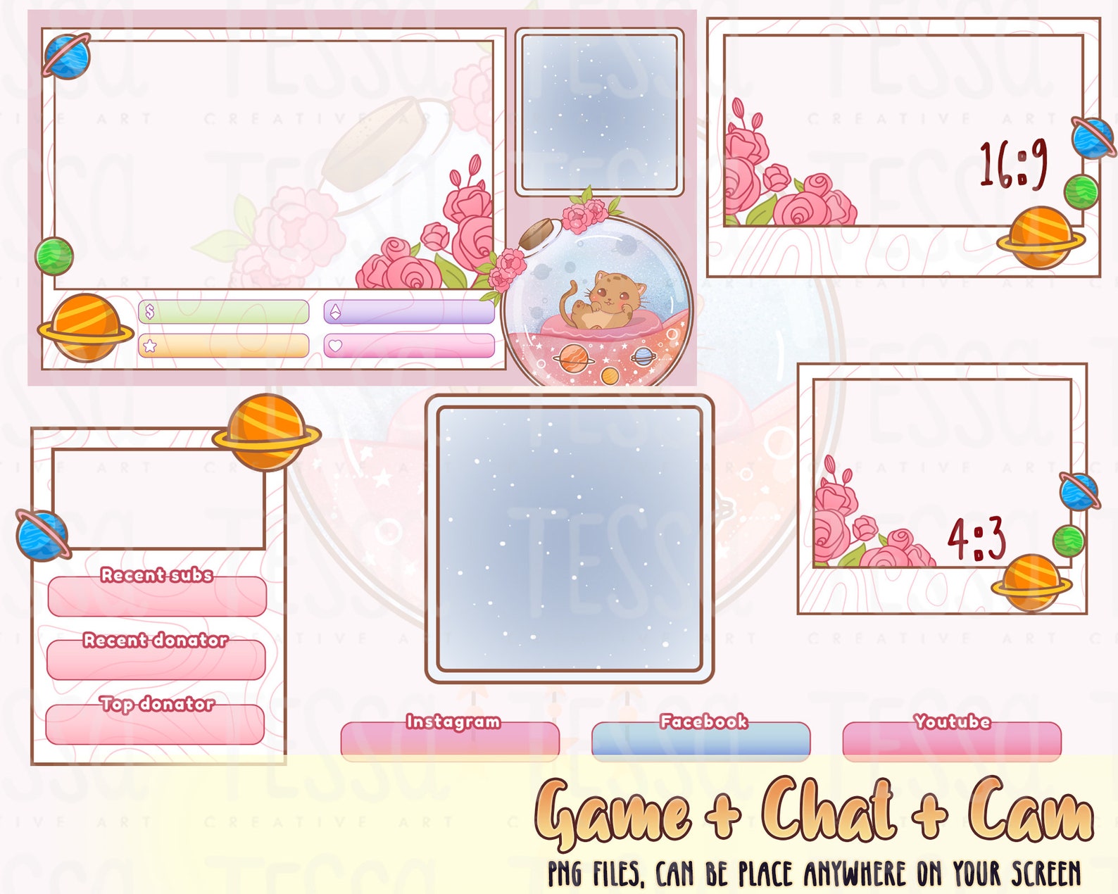 Animated Kitty Cat Orb Galaxy Twitch Package Cute Twitch | Etsy