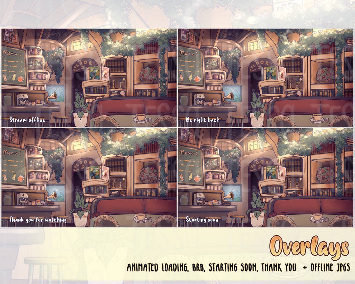 Animated Cozy Coffee Bar Twitch Package Cute Twitch Overlay - Etsy
