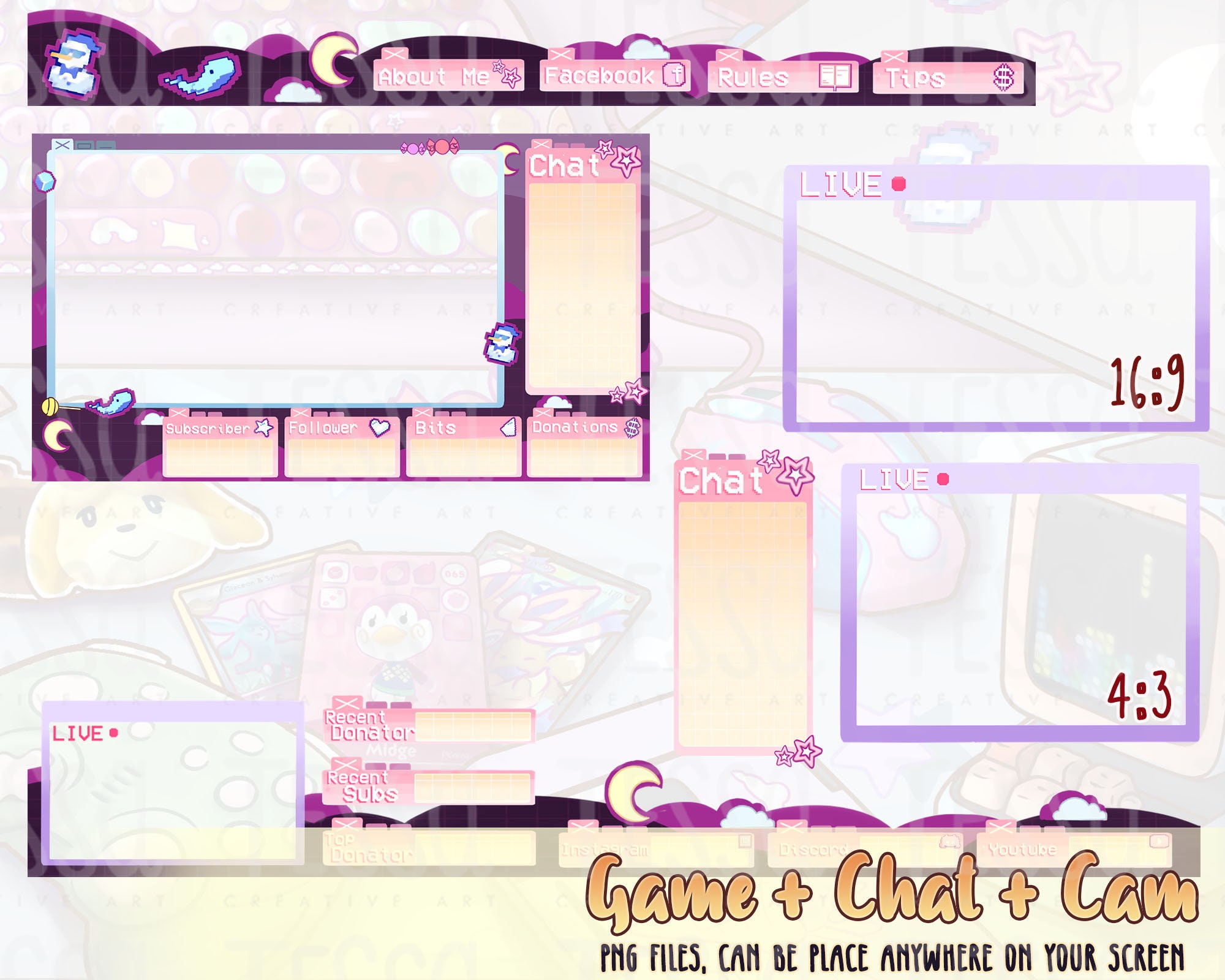 Animated Cute Station Twitch Package Twitch Pink Overlays - Etsy Canada