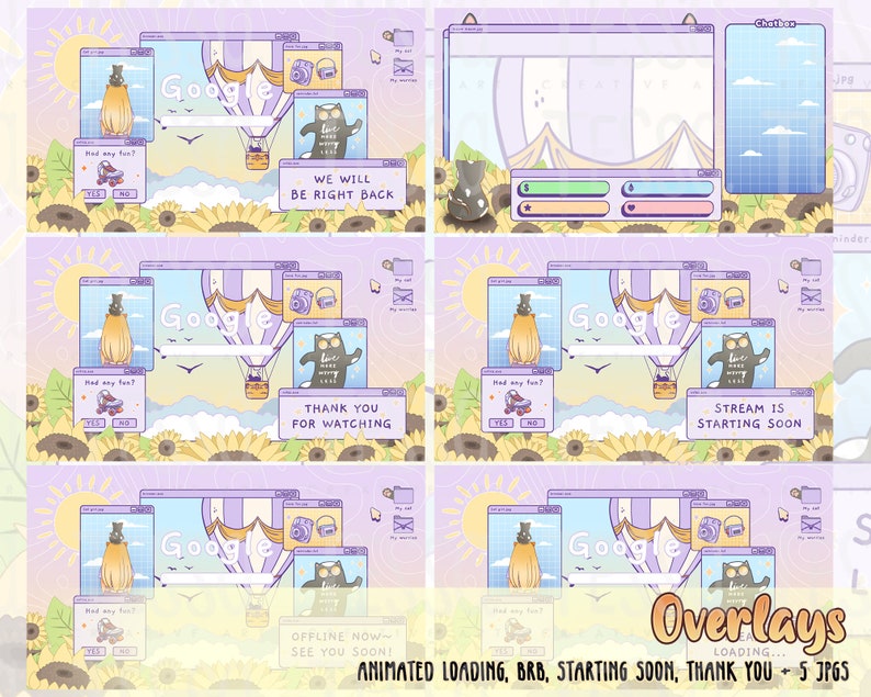 Animated Kitty Cat Girly Twitch Package Kawaii Twitch | Etsy