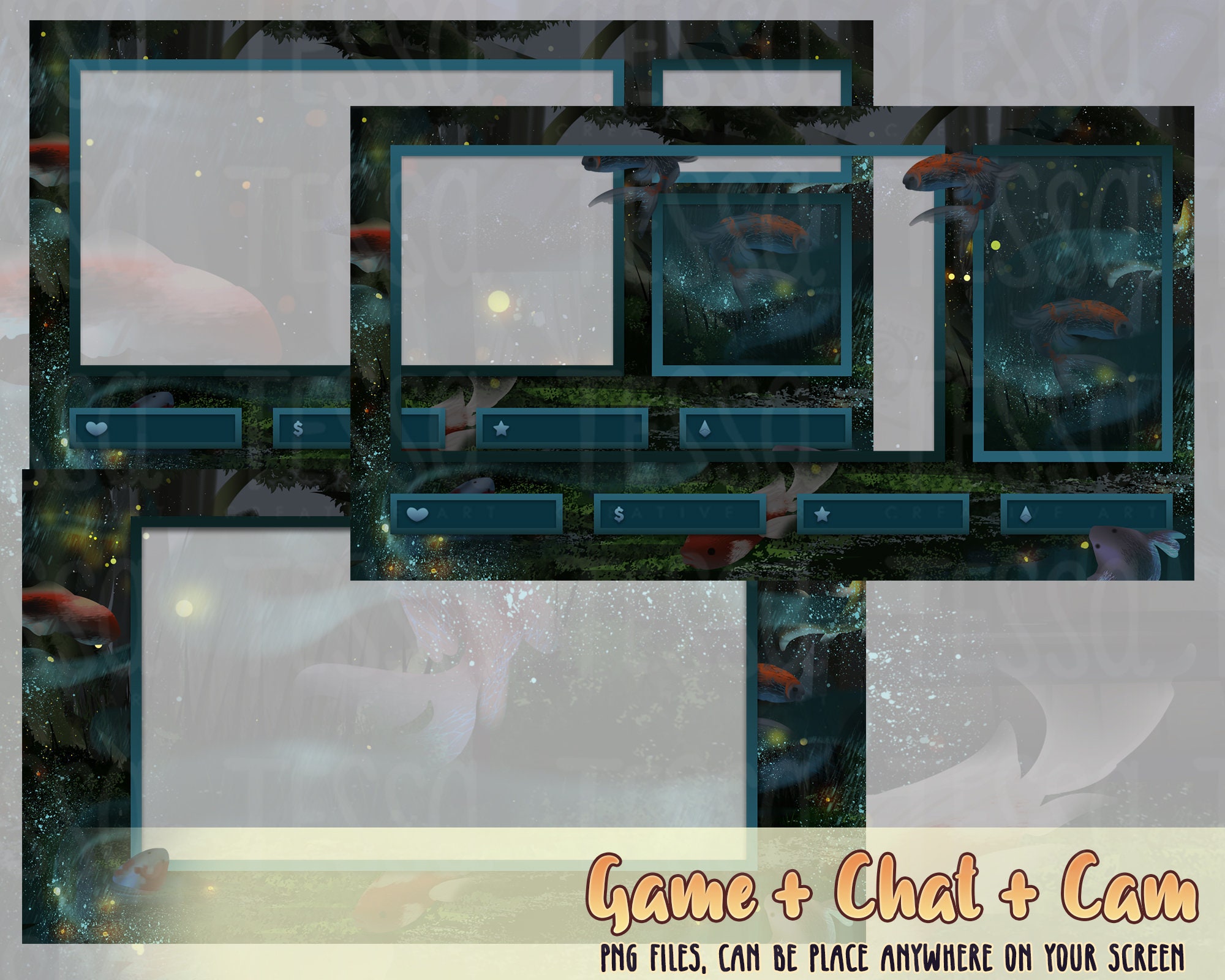 Animated Koi Japanese Temple Garden Twitch Package Cute | Etsy