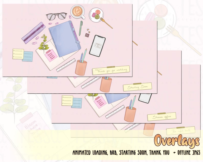 Animated Lofi Study My Desk Cute Twitch Overlay Package for - Etsy