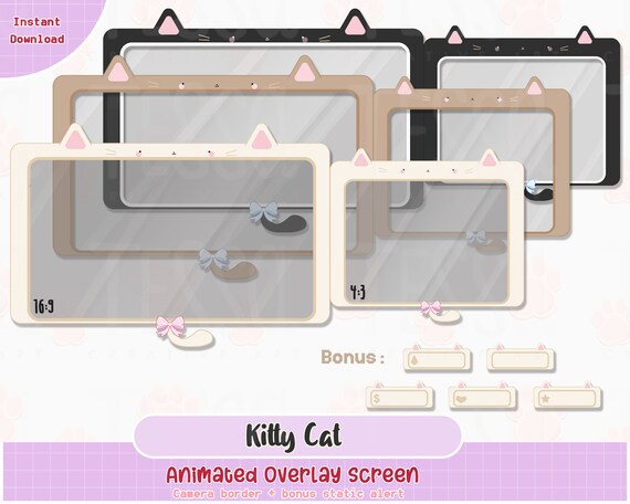 Animated Kitty Cat Twitch Live Camera Overlay Cat Twitch | Etsy Canada