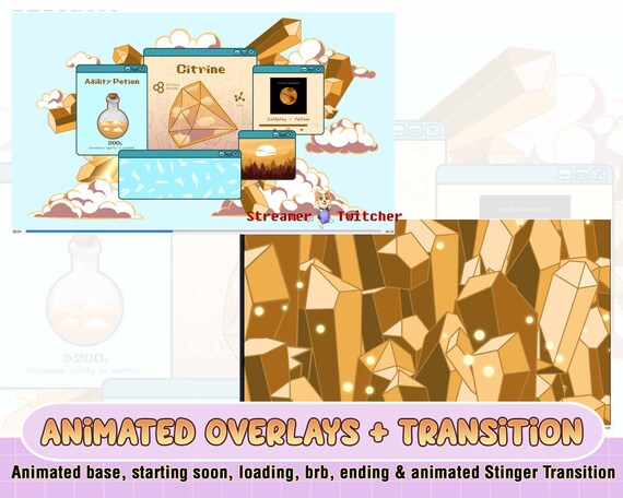 Animated Citrine Stone Crystal Twitch Facebook Stream Overlays - Etsy