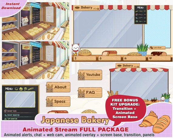 Animated Japanese Bakery Twitch Package Camera Twitch | Etsy Canada