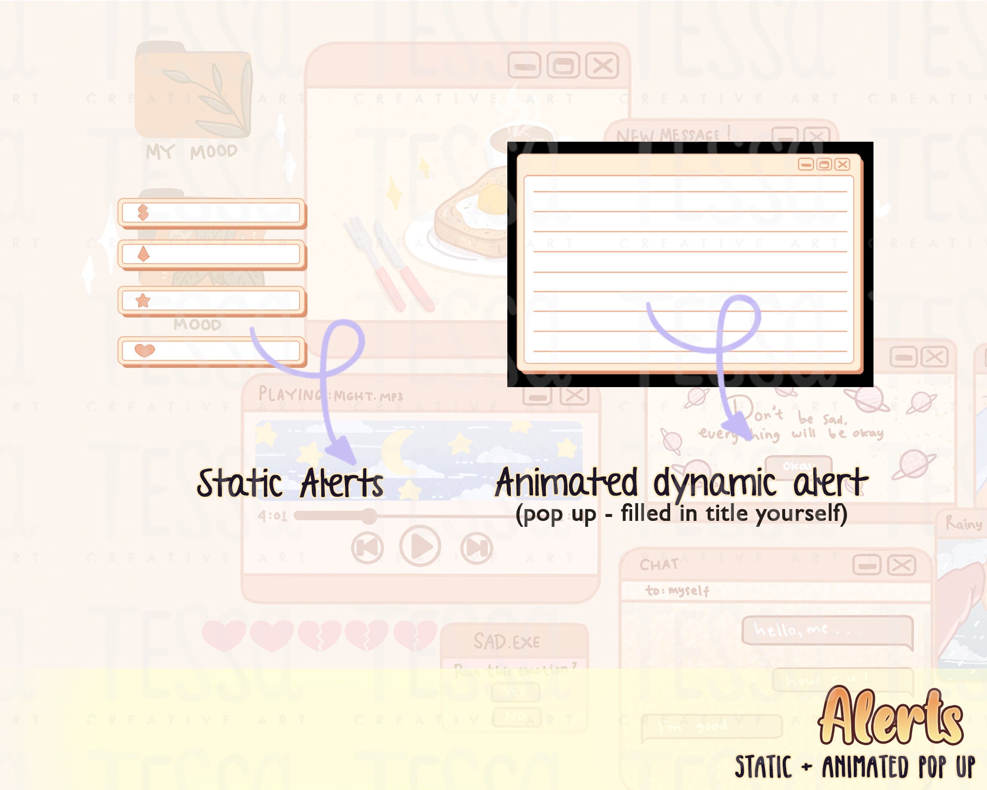 Animated feeling mood twitch package kawaii twitch overlays | Etsy