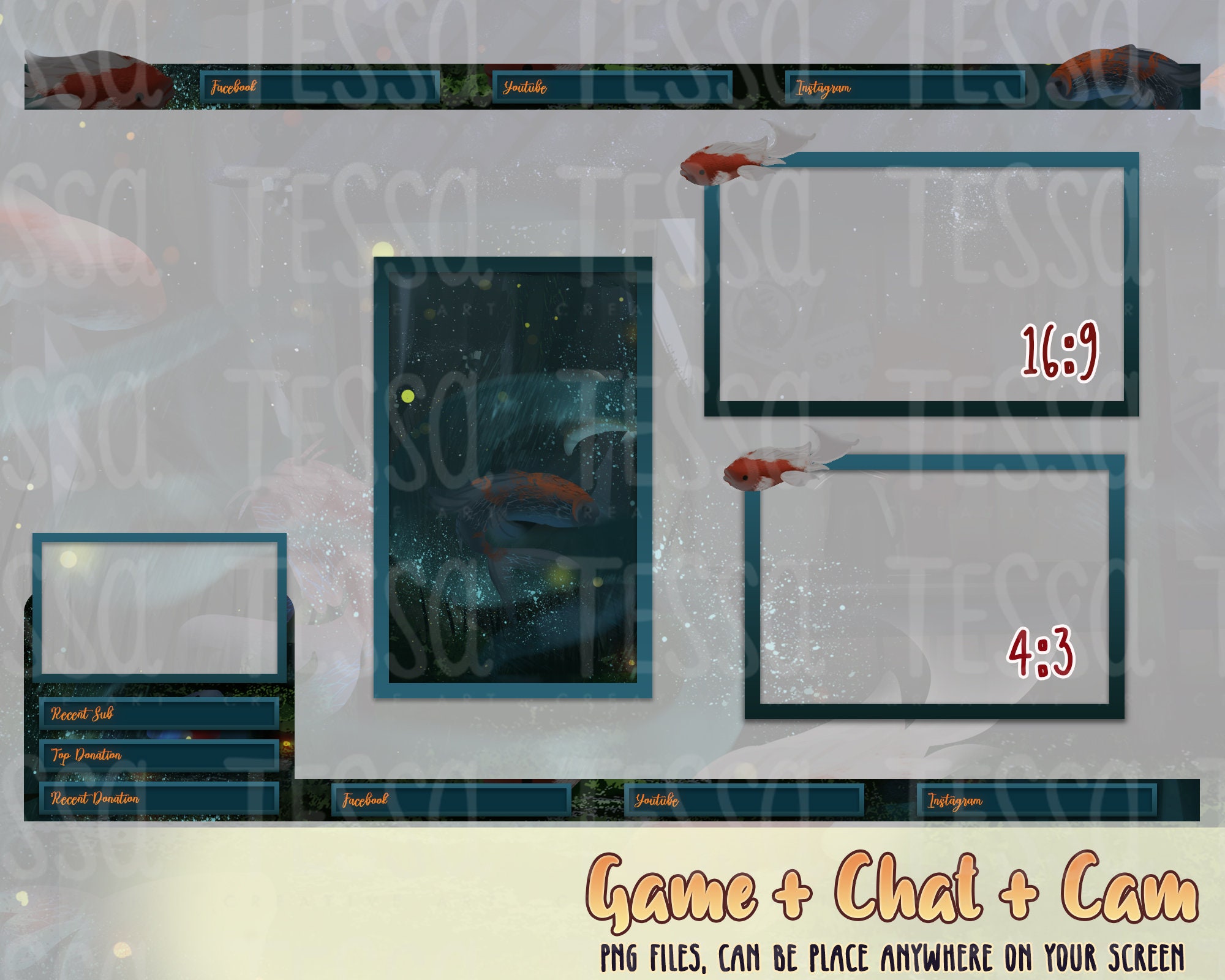 Animated Koi Japanese Temple Garden Twitch Package Cute | Etsy