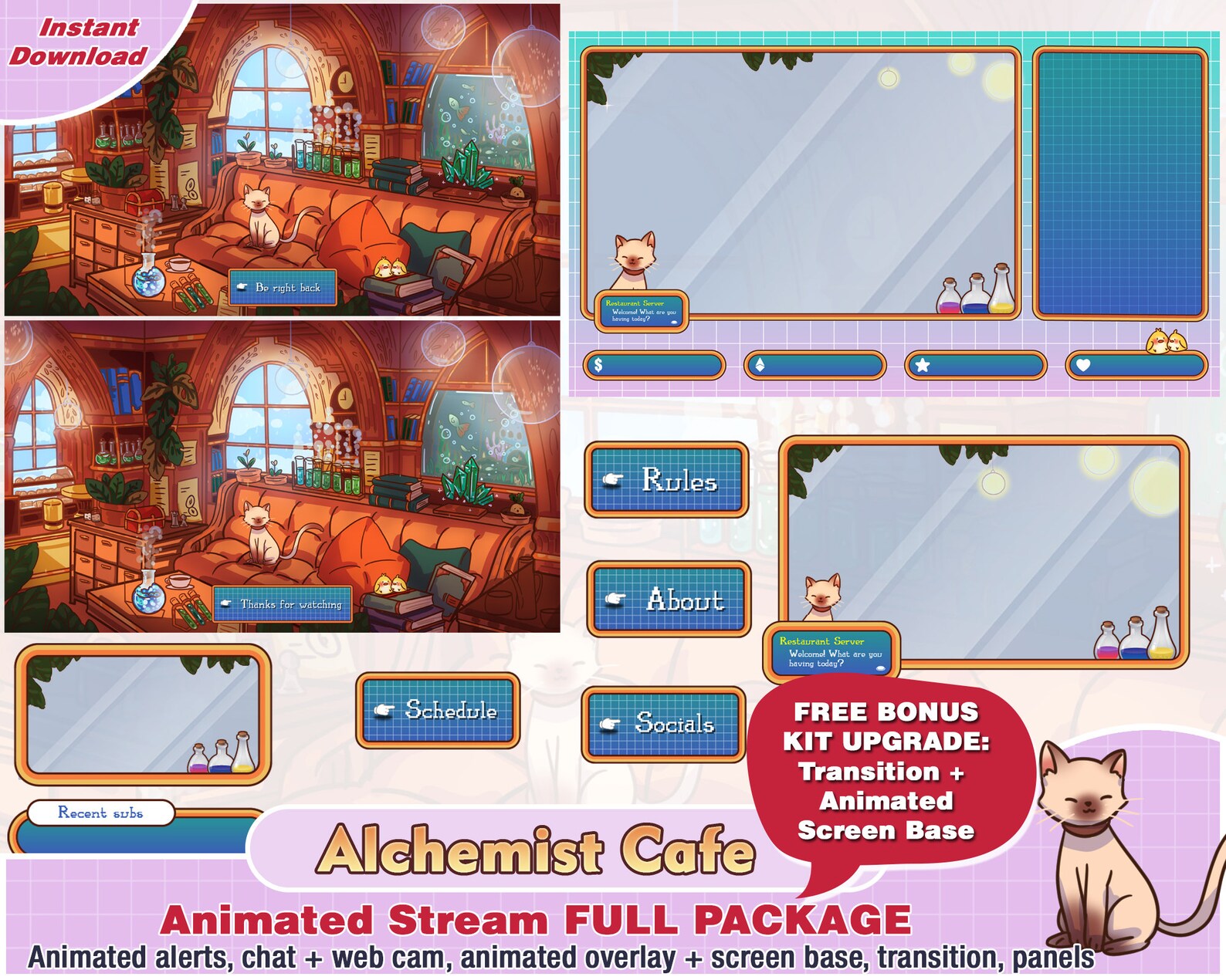 Animated Rpg Cafe Gamer Healer Twitch Package Cute Twitch - Etsy