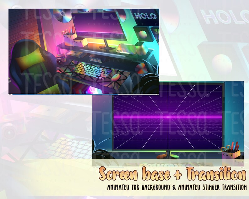 Animated Holo Setup Pc Twitch Package Cute Twitch Overlays - Etsy