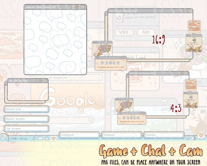 Animated Mellow Vibe Twitch Package Kawaii Twitch Overlays | Etsy