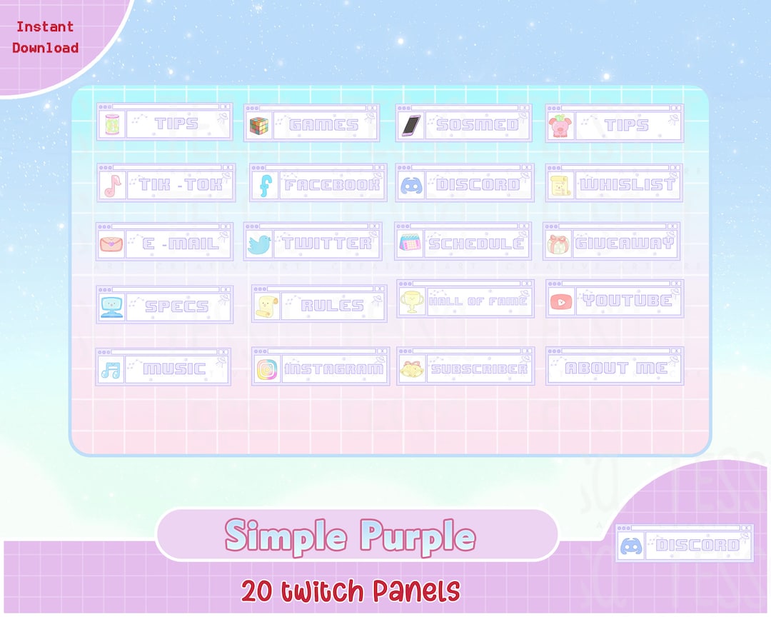 Simple Purple Twitch Panel, Custom Panel, Kawaii, Cute, Pastel ...