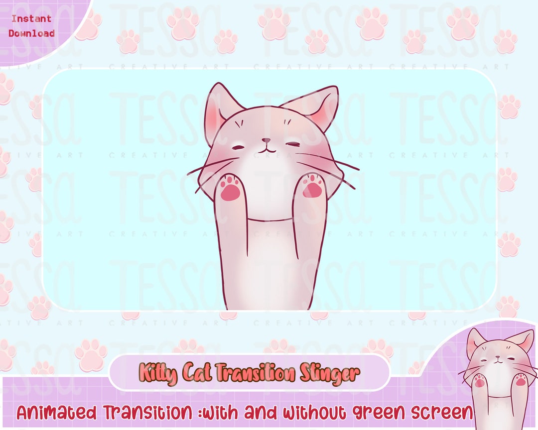 Animated Cute Kitty Cat Twitch Transition Scene, Animate Stinger ...
