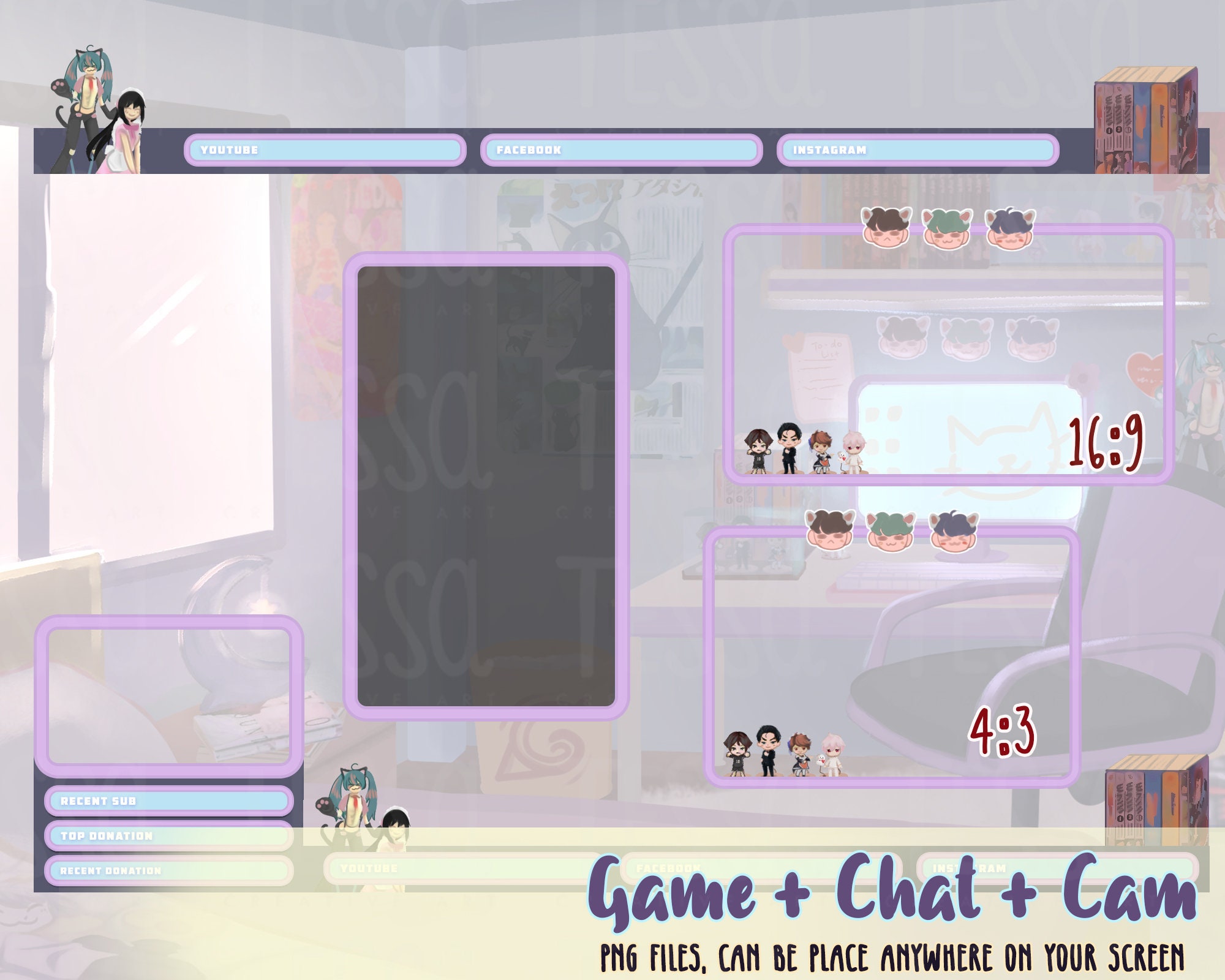 Animated Anime Bedroom Twitch Package Cute Twitch Overlay - Etsy