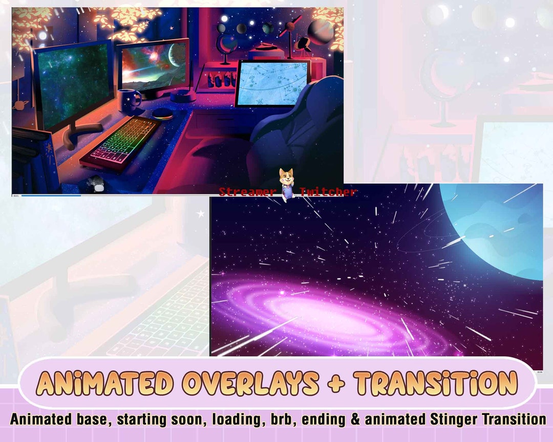 Animated Celestial Game Pc Setup Twitch Overlay, Brb, Ending, Starting ...