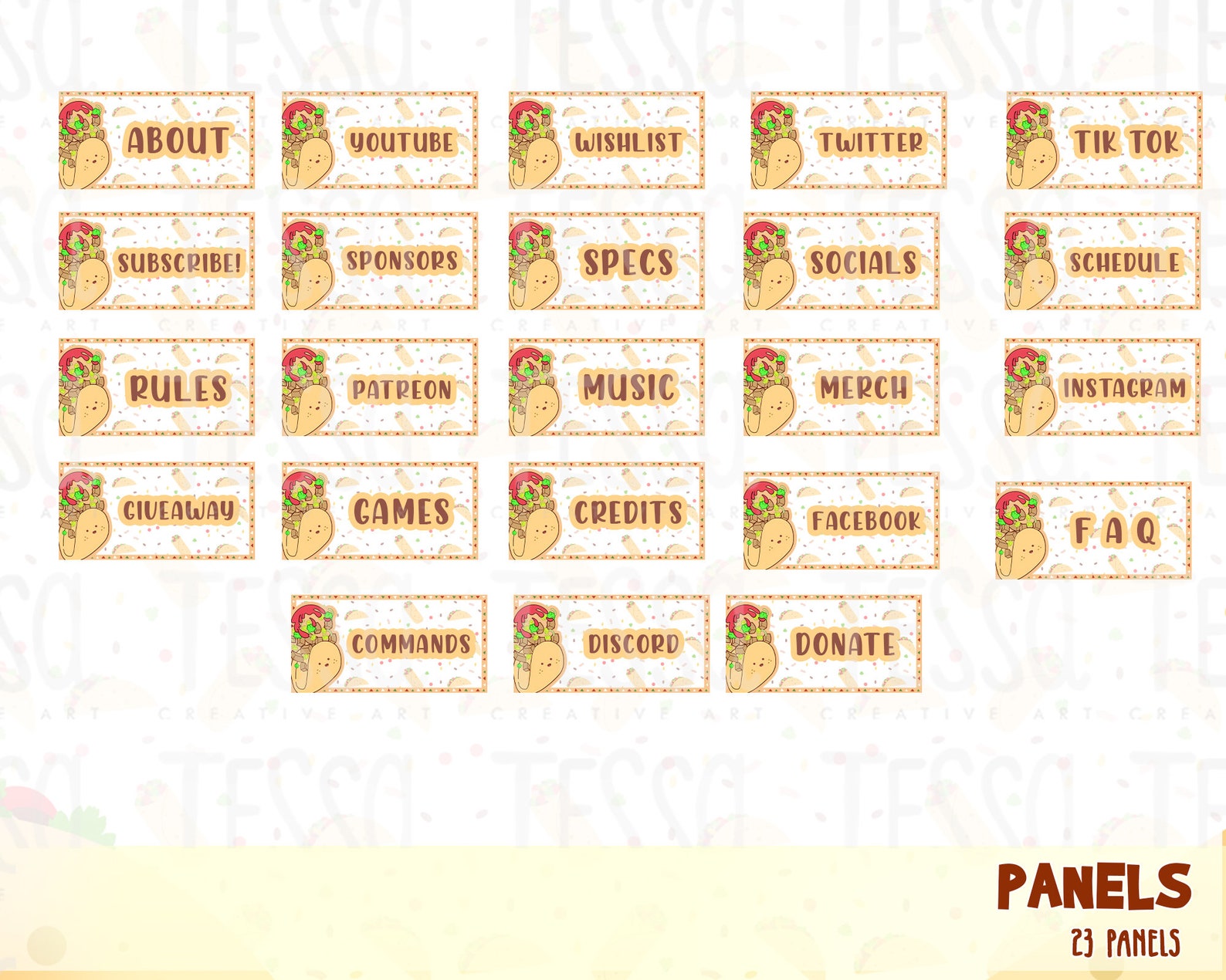 Taco Burrito Twitch Package, Cute Twitch Overlay, Animate Screen ...