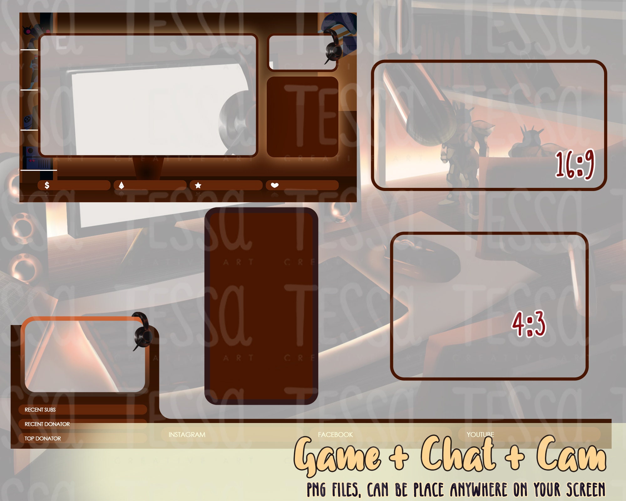 Animated Neon Gold Pc Setup Room Twitch Package Camera Twitch - Etsy