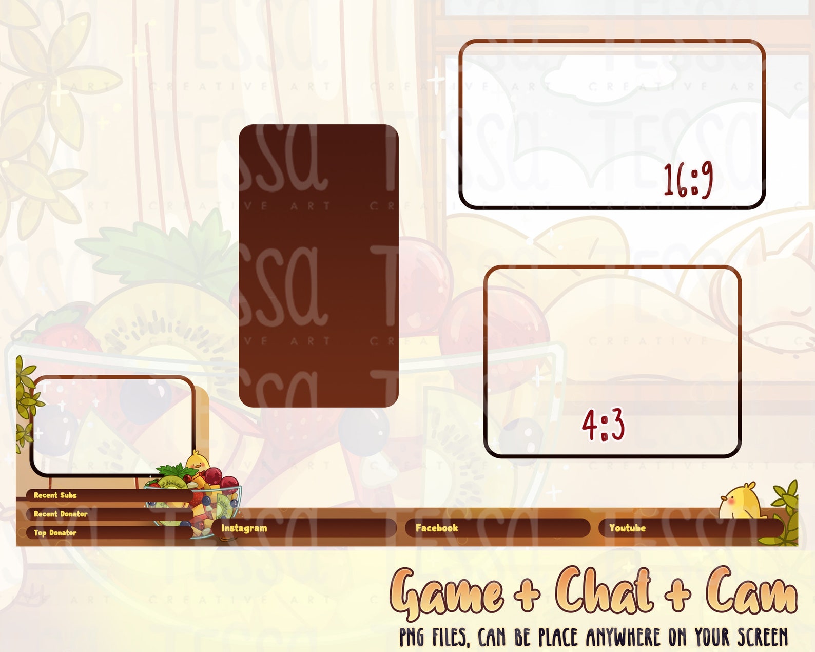 Animated Fruits Food Twitch Package Cam Cute Twitch Overlays - Etsy