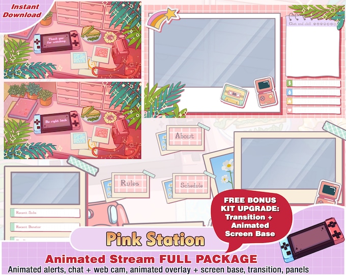 Gameboy Advance Stream Package / Kawaii Pastel Console Overlay / Twitch ...