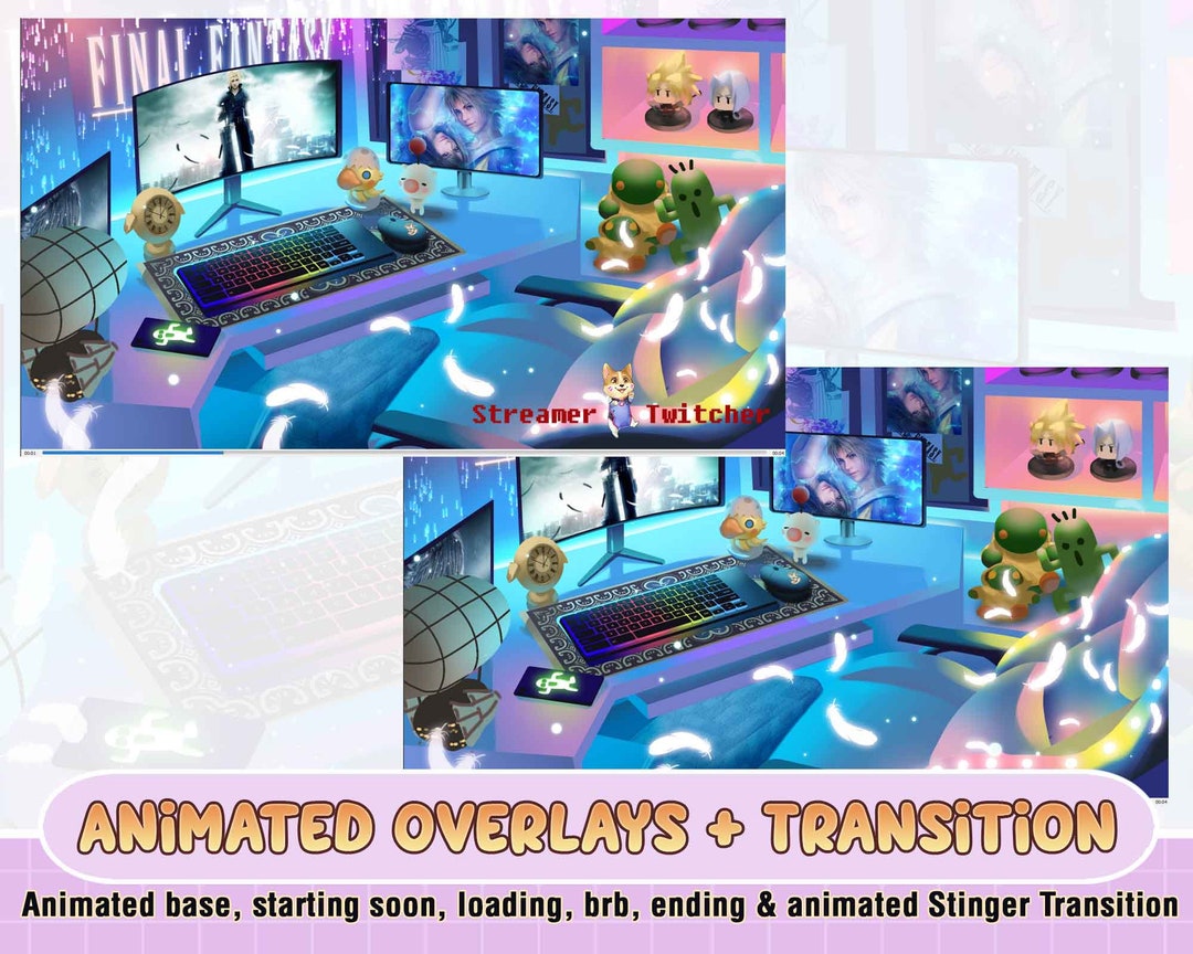 Animated Final Game Fantasy Pc Setup Twitch Overlay, Brb, Ending ...