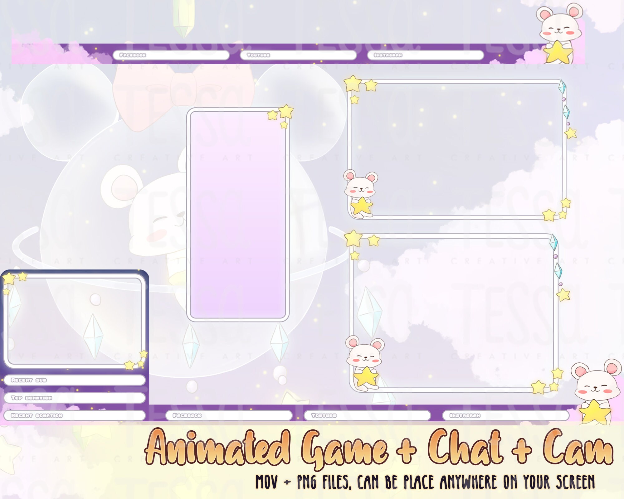 Animated Little White Mouse Twitch Package Kawaii Twitch Cam | Etsy