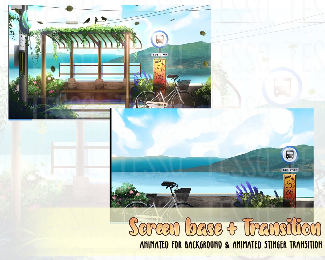 Cute Kawaii Animated Bus Stop Twitch Full Package for Vtuber | Etsy