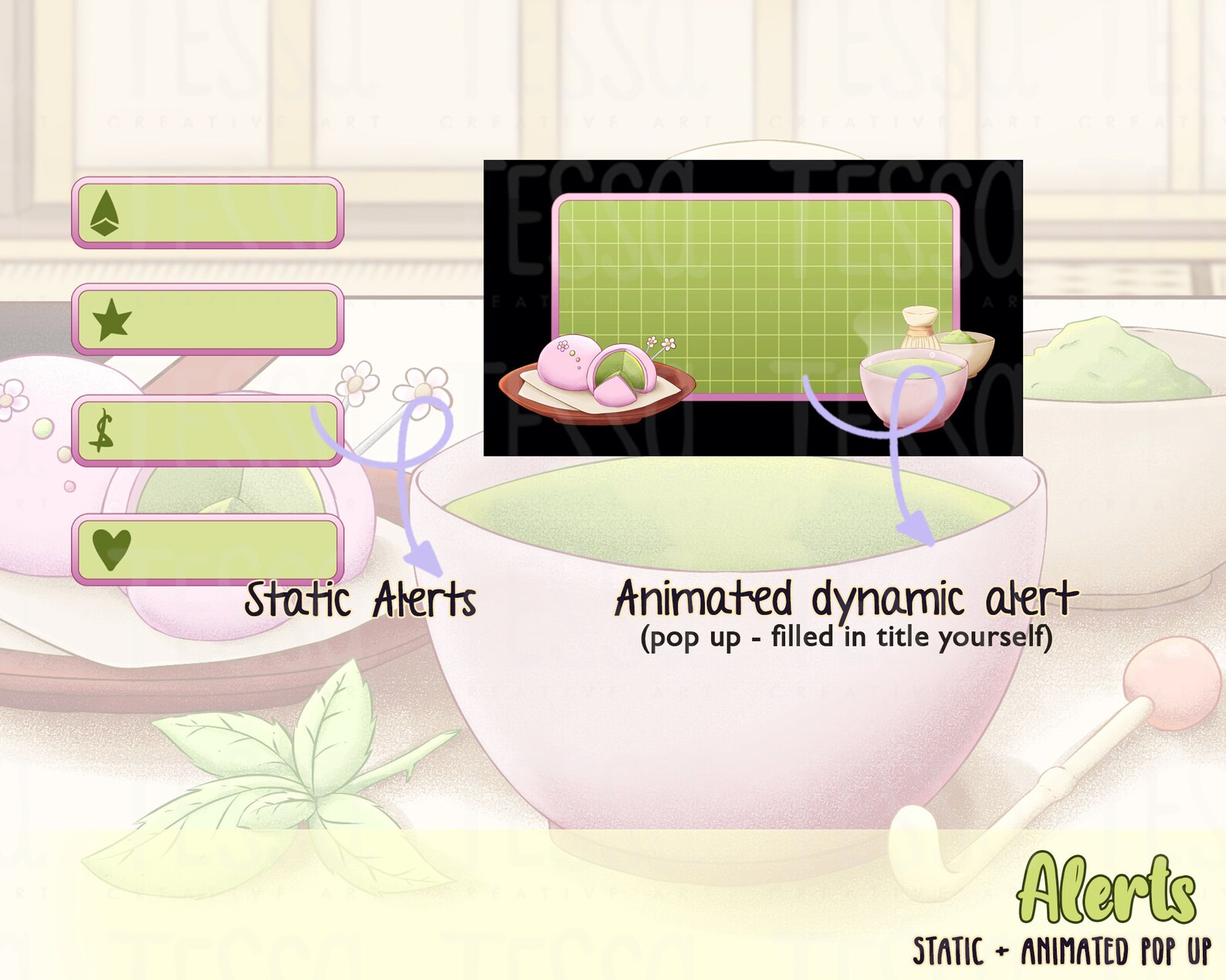 Animated Matcha Mochi Twitch Package Cam Twitch Overlay | Etsy